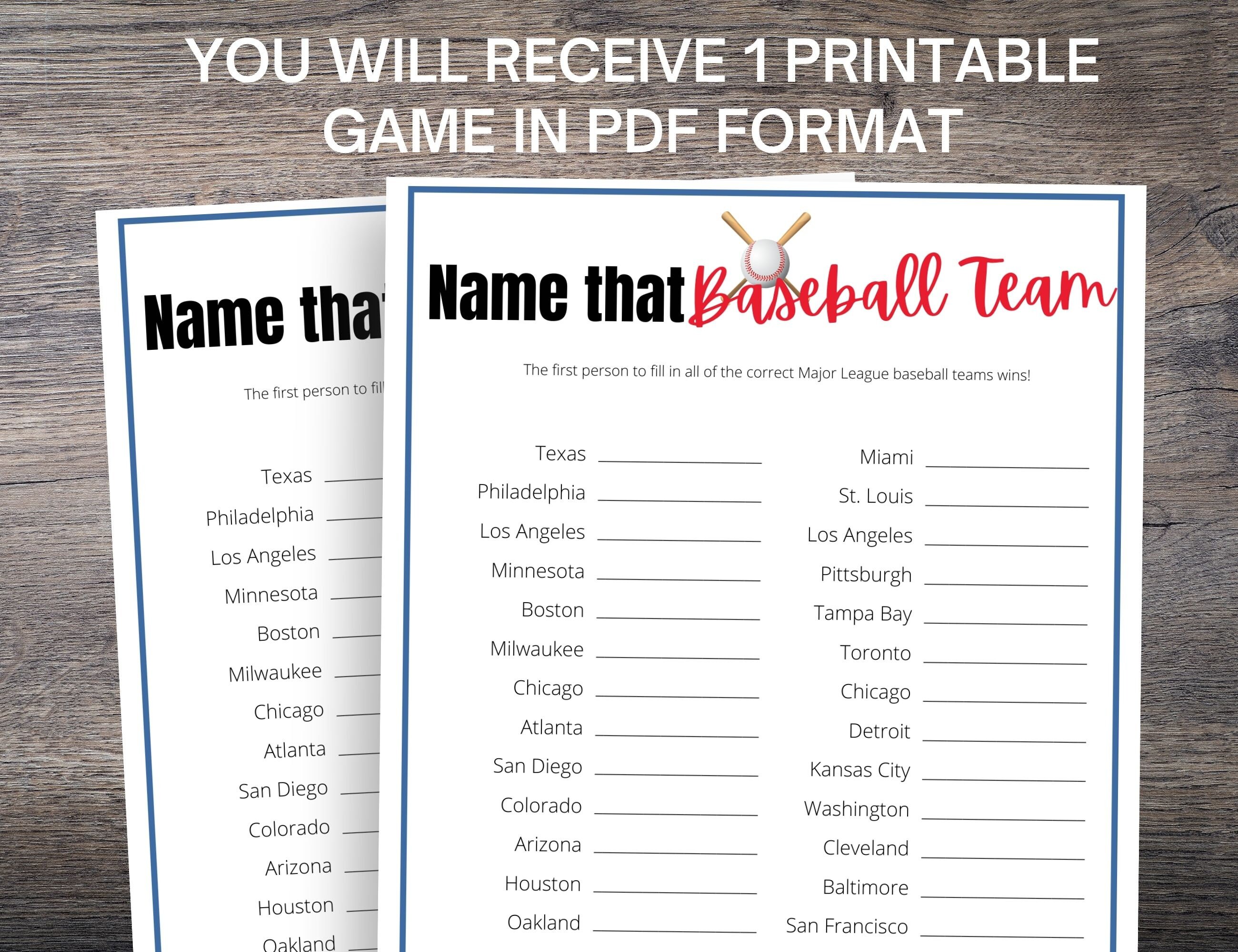 Name That Baseball Team Game Baseball Party Game Baseball - Etsy