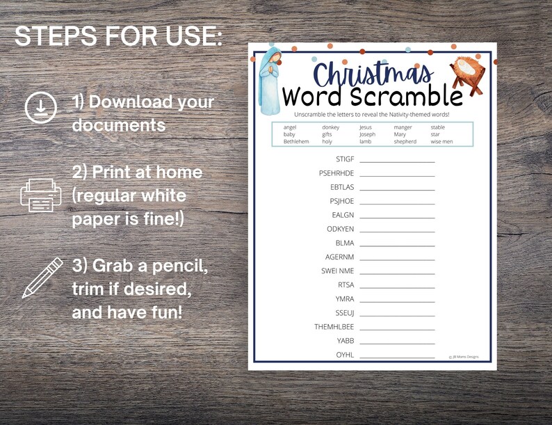 Bible Christmas Word Scramble Game Christian Christmas Game - Etsy