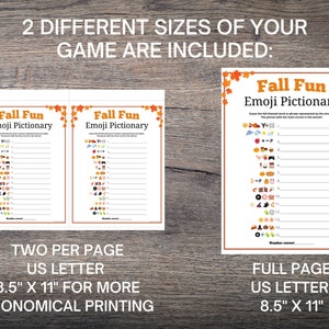 Fall Emoji Pictionary Game: Printable Autumn Activity (digital Download ...