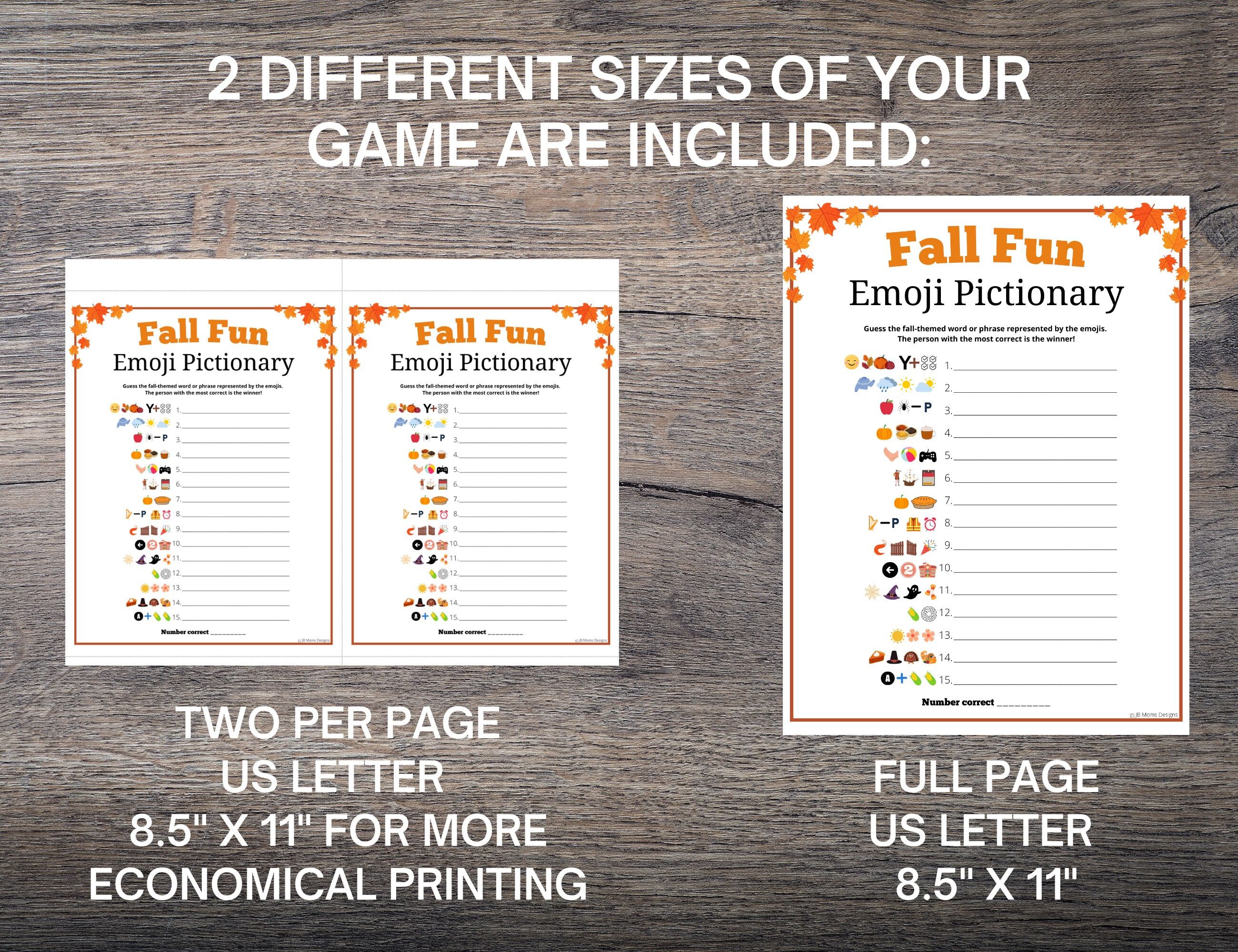 Fall Emoji Pictionary Game: Printable Autumn Activity (digital Download ...