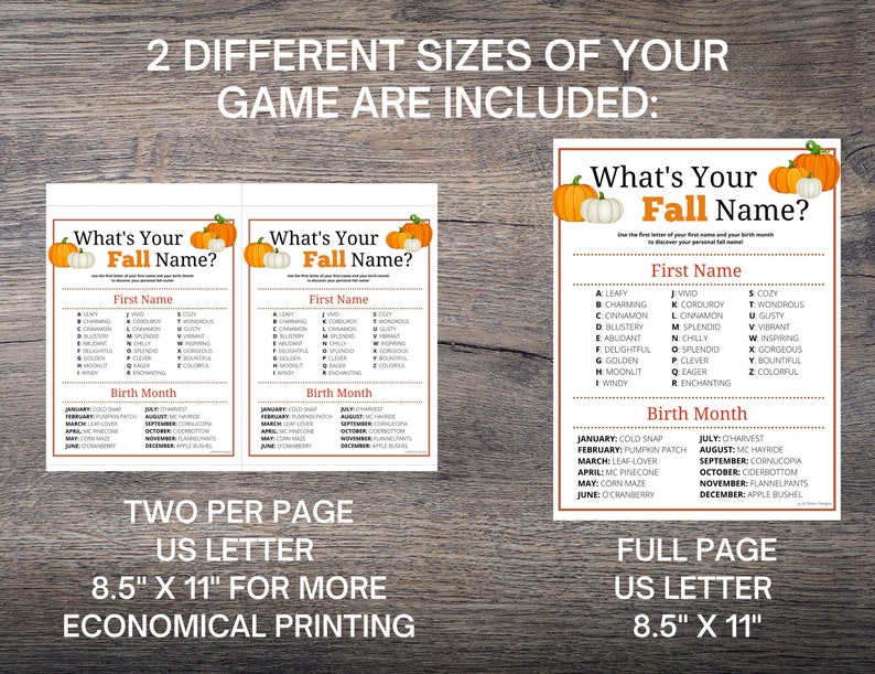 Fall Name Game: Printable Autumn Party Activity (digital Download) - Etsy