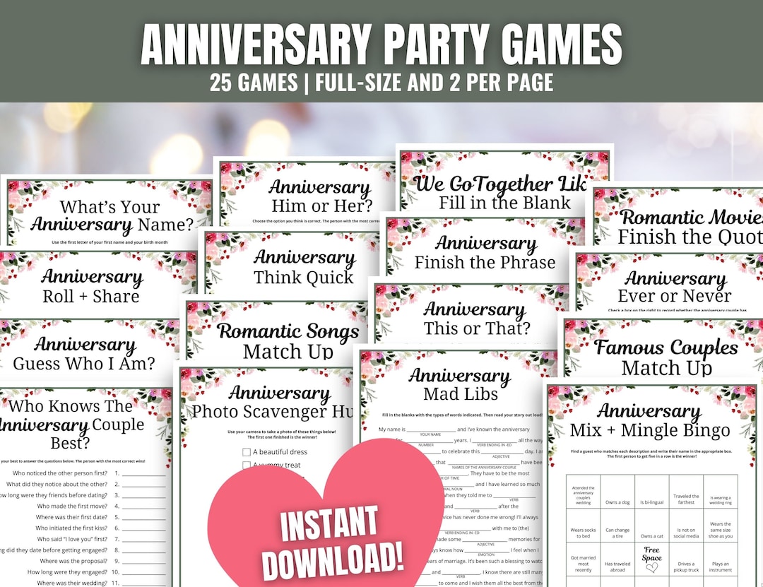 Anniversary Games MEGA BUNDLE, Anniversary Party Games, Wedding ...