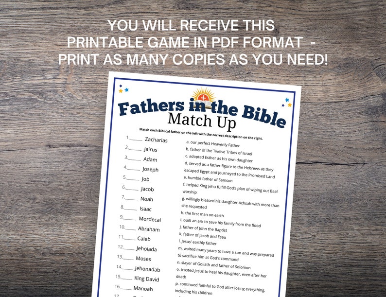Father's Day Bible Game: Fun Church Activity (printable) - Etsy