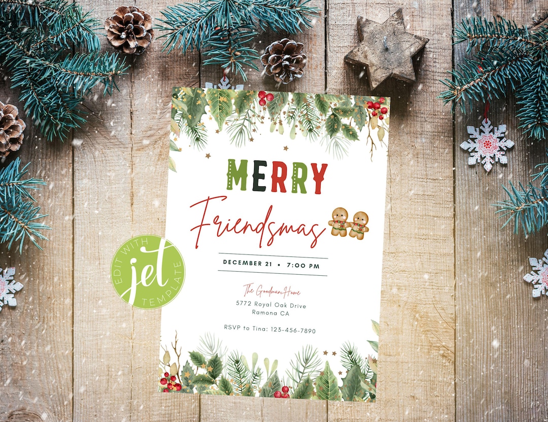 Friendsmas Invitation, Friendsmas Party Editable Invitation, Friendmas ...