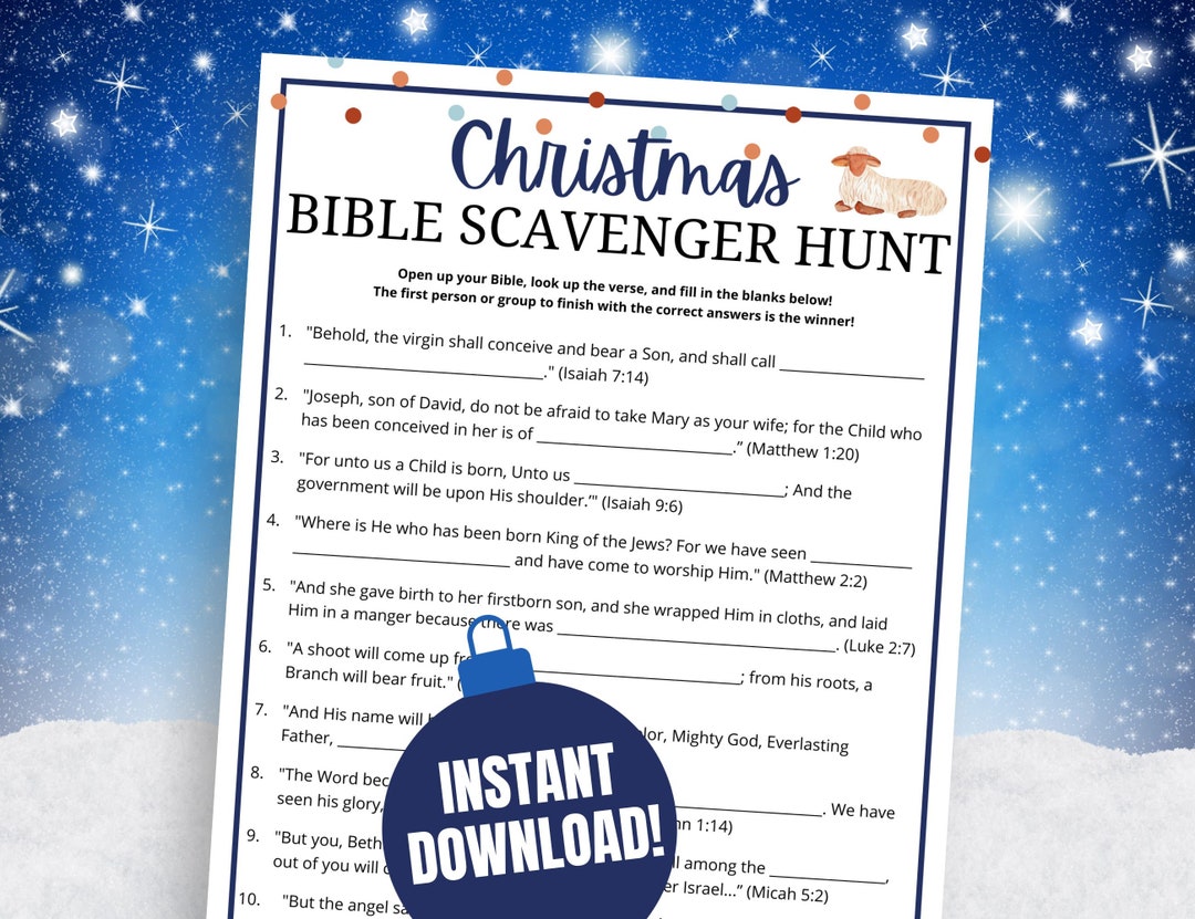 Christmas Bible Scavenger Hunt Game: Church Party (digital Download) - Etsy
