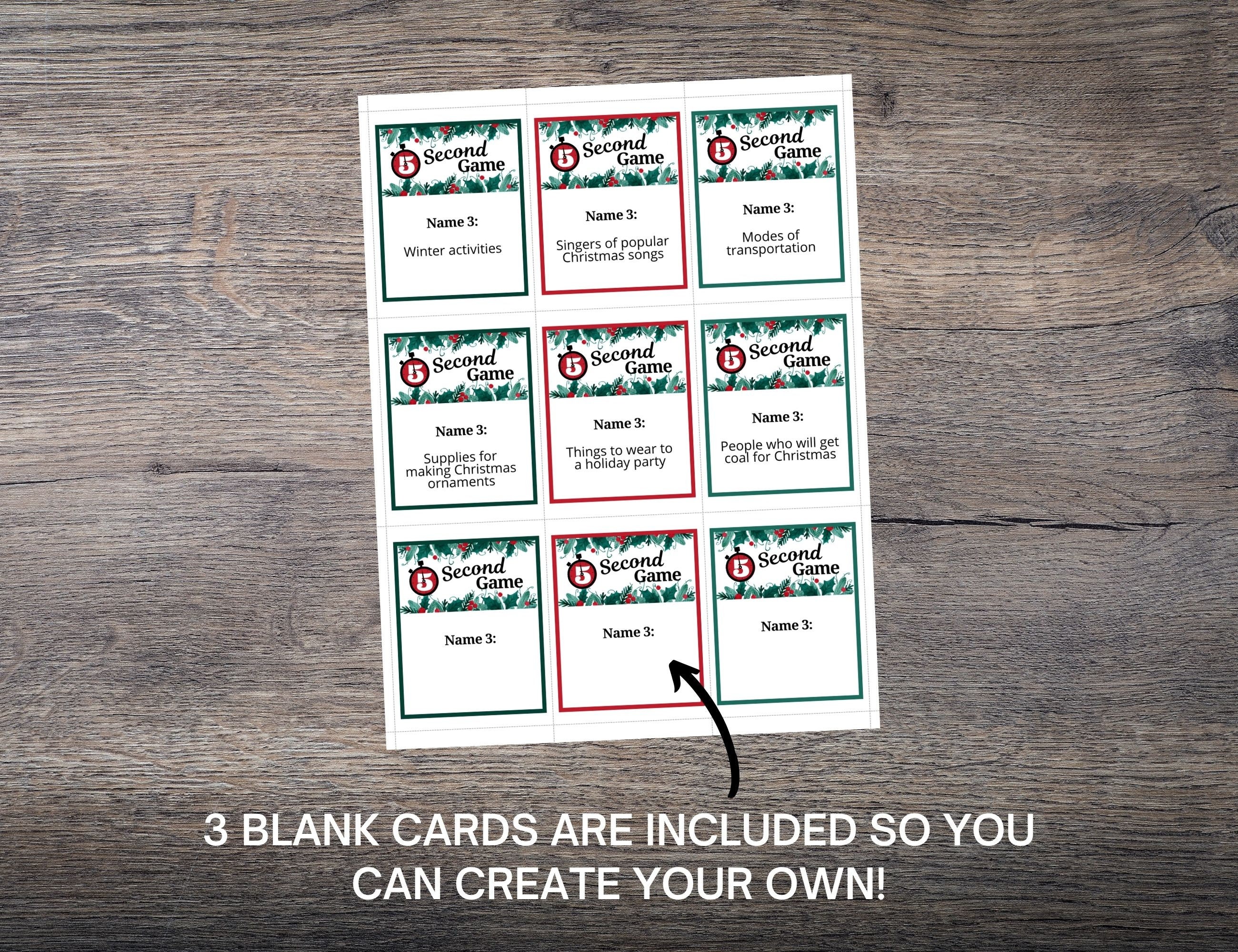 Christmas 5 Second Game: Fun Holiday Party Activity (printable) - Etsy