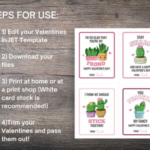 Cactus Valentine’s Cards for School Valentine Exchange, Succulent ...