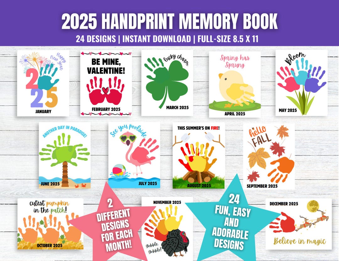Handprint Memory Book, Handprint Keepsake, Printable Handprint Craft ...