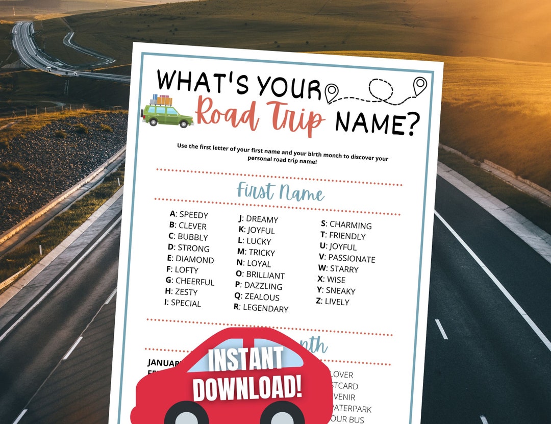 What's Your Road Trip Name Game, Funny Road Trip Name Generator ...