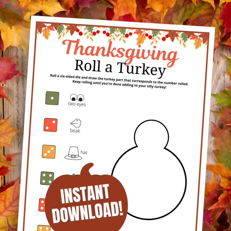 Thanksgiving Game Turkey Printable - Etsy