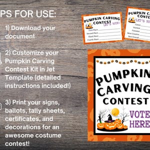 Pumpkin Carving Contest Kit: Editable Awards, Ballots, Certificates ...