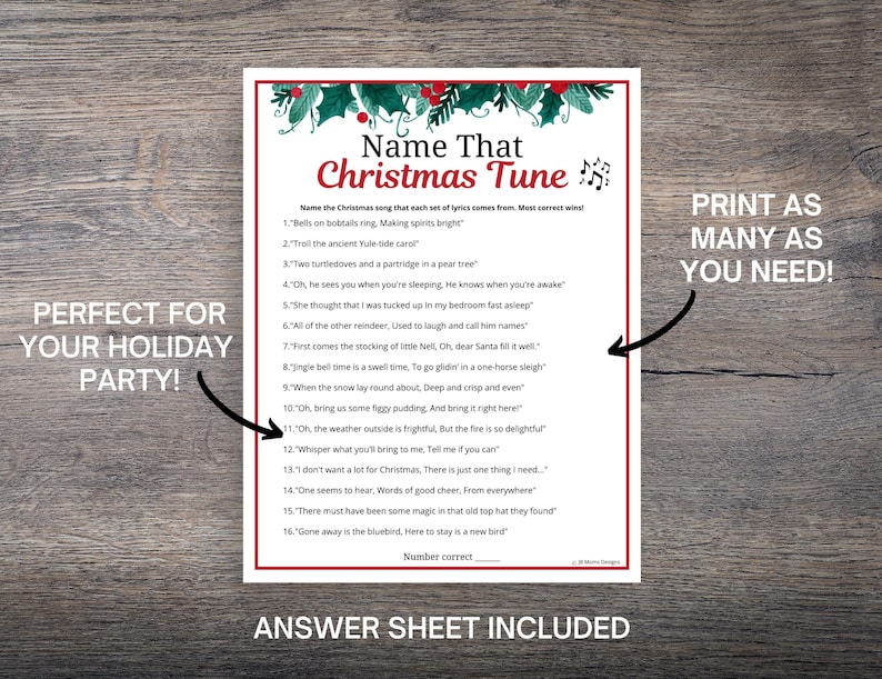 Christmas Name That Tune Game: Holiday Music Party Printable (PDF) - Etsy