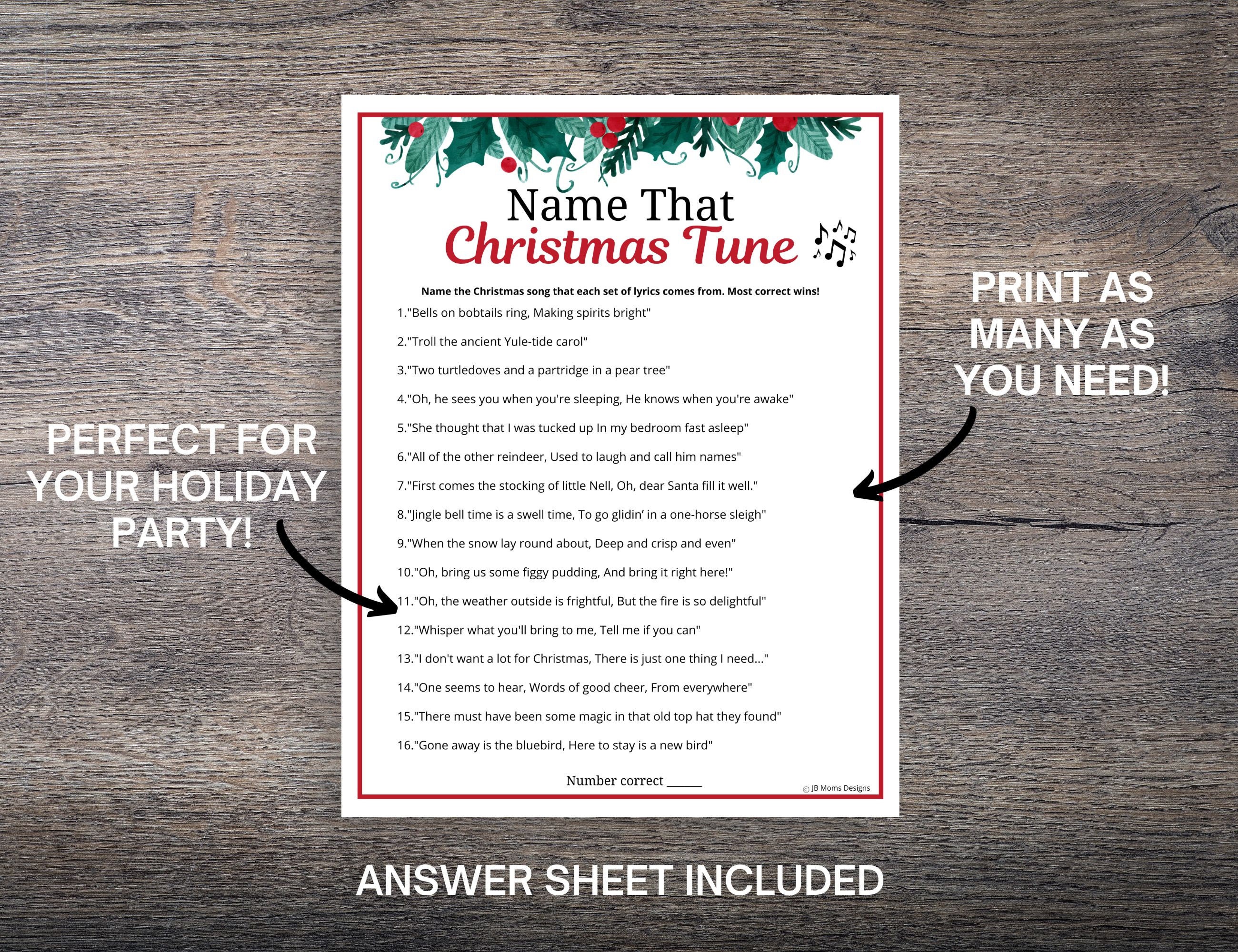 Christmas Name That Tune Game: Holiday Music Party Printable (PDF) - Etsy
