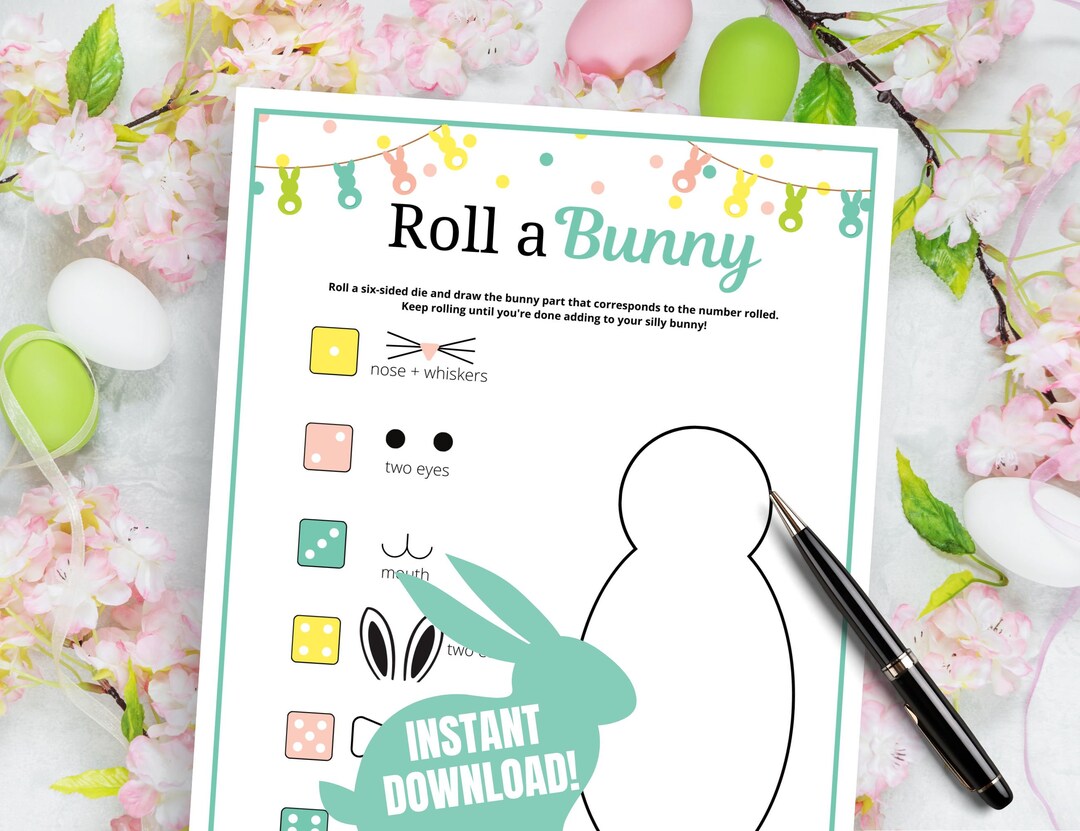 Roll a Bunny Easter Game, Fun Easter Game for Kids, Easter Egg Hunt ...