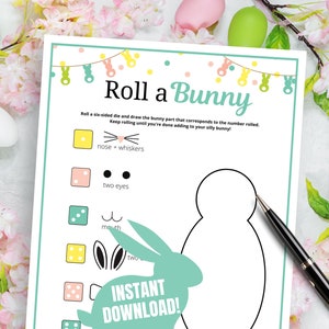 Roll a Bunny Easter Game, Fun Easter Game for Kids, Easter Egg Hunt ...