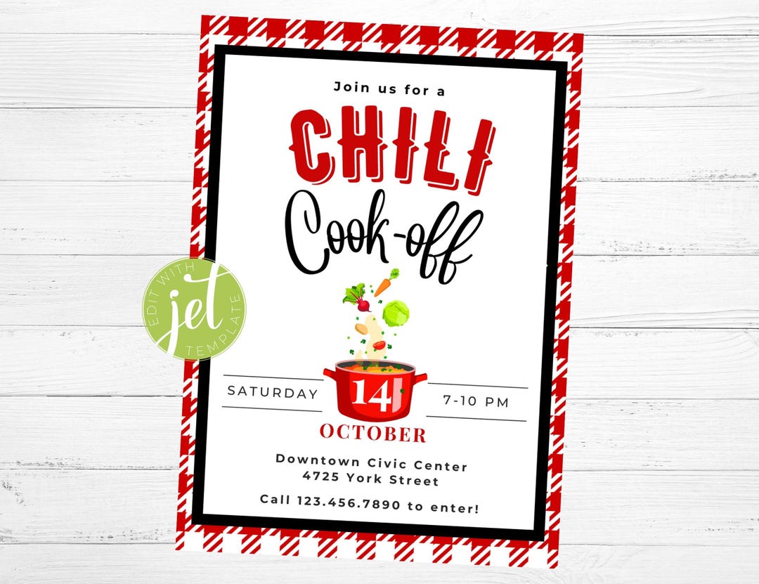 Editable Chili Cook-off Invitation: Contest Party Invite (digital) - Etsy