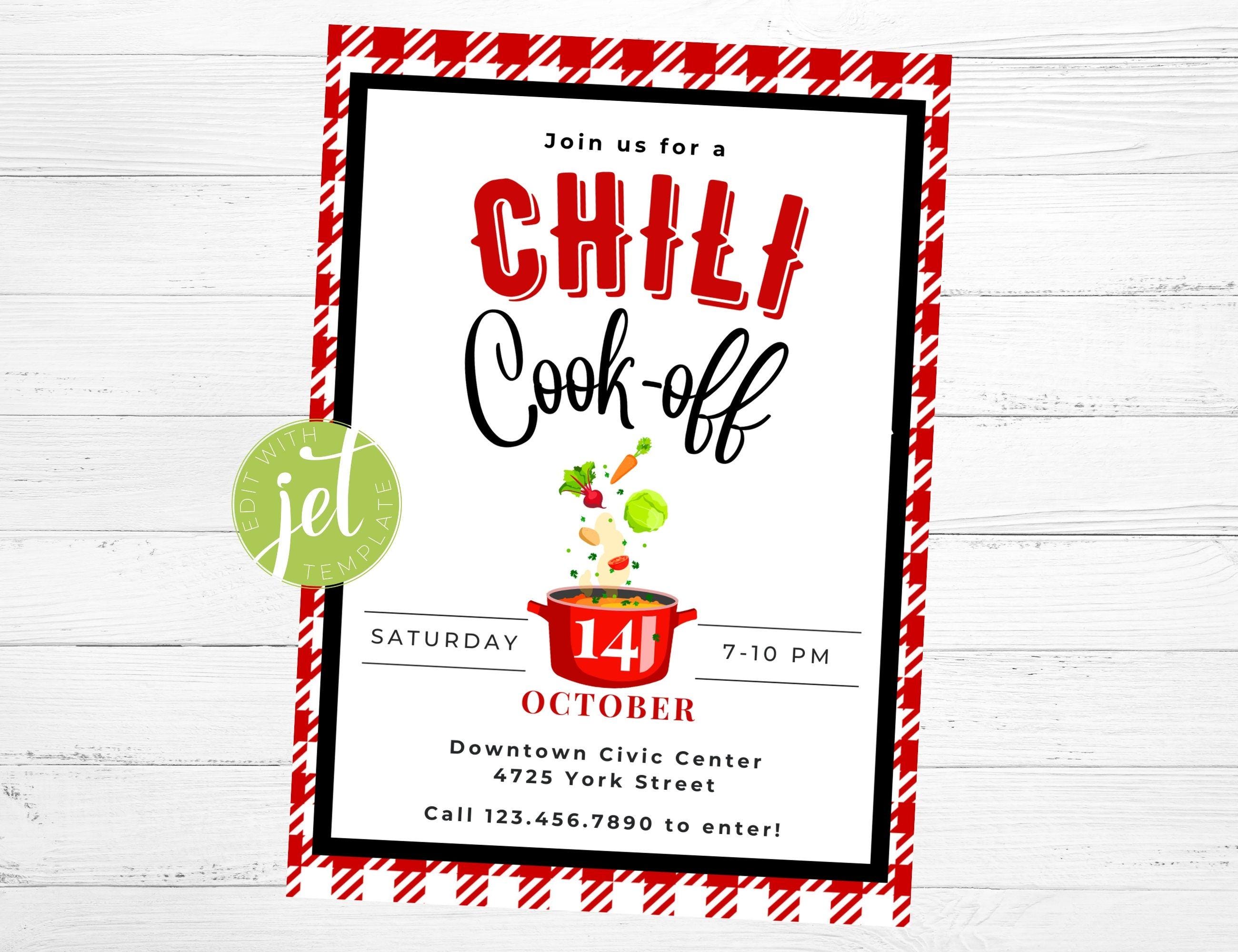 Chili Potluck Invitation Chili Party Invite Etsy