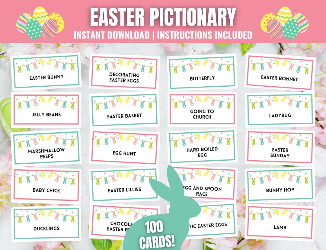 Easter Pictionary Cards: Fun Easter Sunday Family Activity (PDF ...