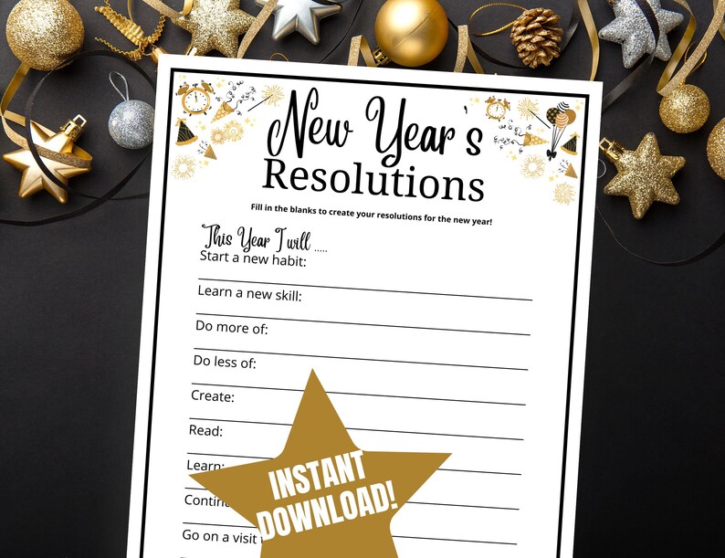 New Year's Resolutions Printable Page: Fun Family Activity (digital ...