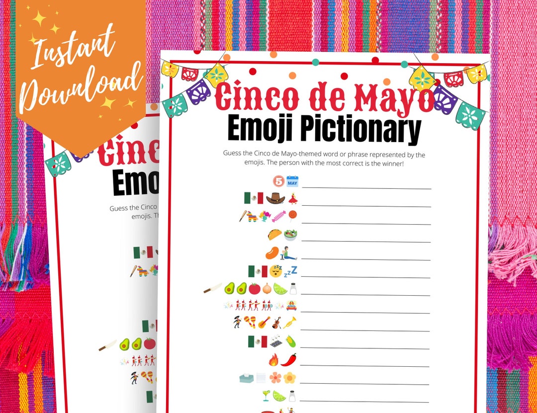 Cinco De Mayo Emoji Pictionary Game, Cinco De Mayo Party Game for ...
