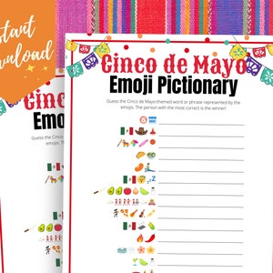 Cinco De Mayo Emoji Pictionary Game, Cinco De Mayo Party Game for ...