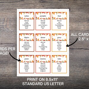 Thanksgiving Forbidden Words Game: Fun Printable Activity (PDF) - Etsy