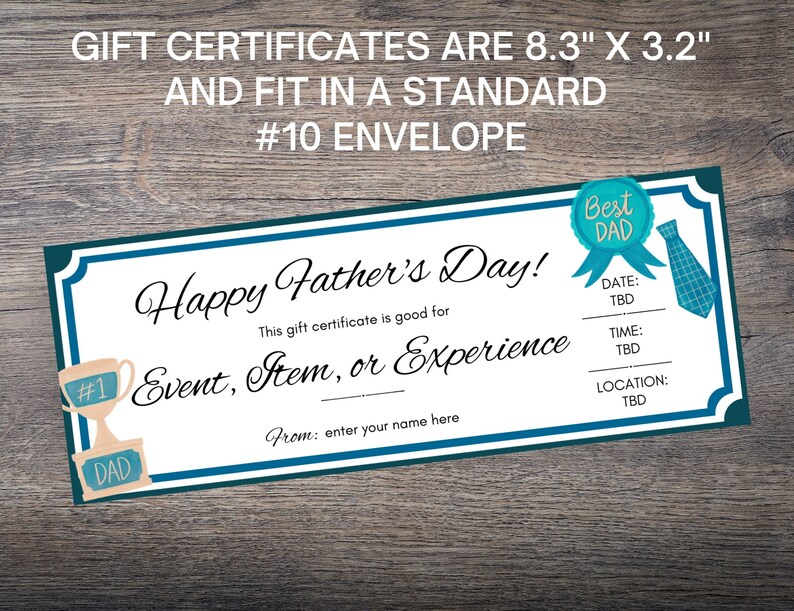 Editable Fathers Day Gift Certificate Template Personalized - Etsy