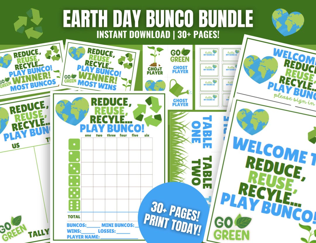Earth Day Bunco Printable MEGA Bundle: Spring Theme (instant Download ...