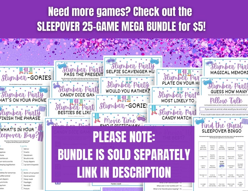 Sleepover Selfie Scavenger Hunt Game: Tween/teen Pajama Party Activity ...