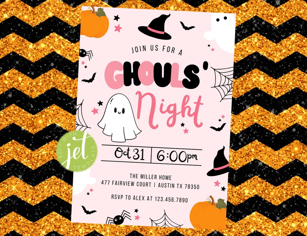 Ghouls Night Halloween Invitation: Ladies Night Out, Editable Invite - Etsy