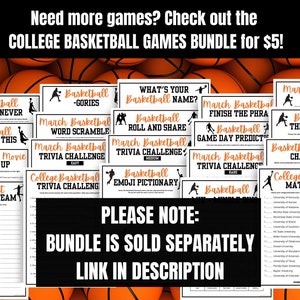 College Basketball Think Fast Game, Fun March Basketball Game ...