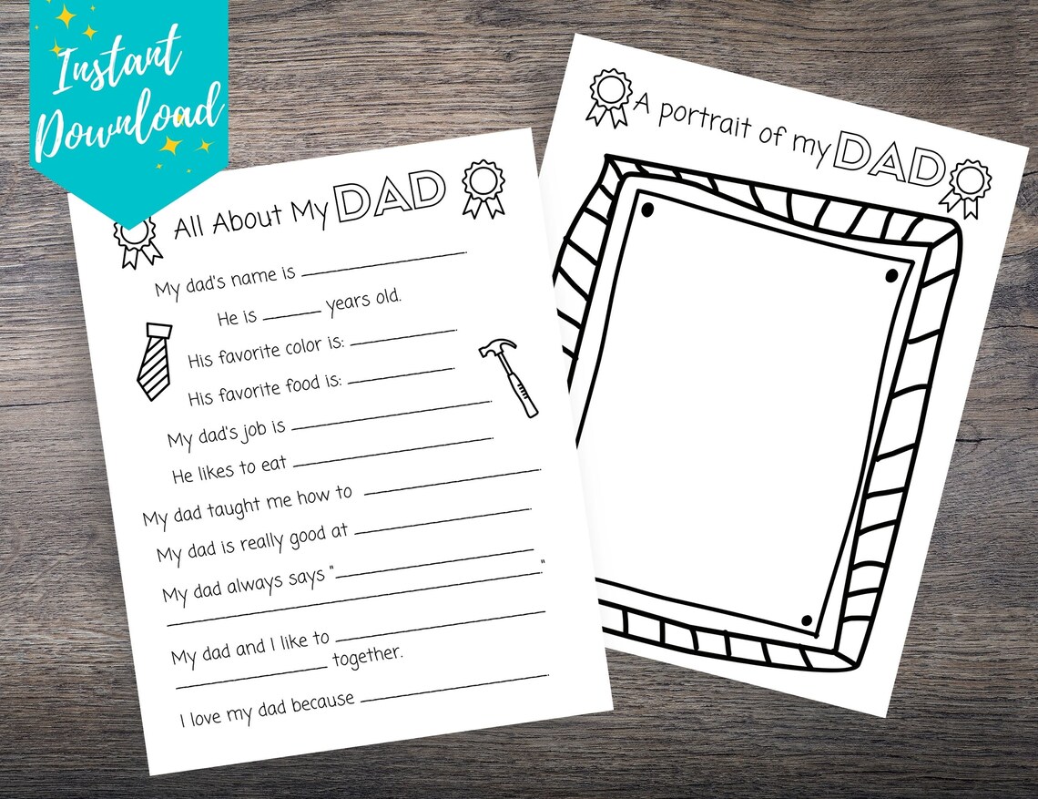 All About Dad Printable Fathers Day Gift From Kids Fathers - Etsy