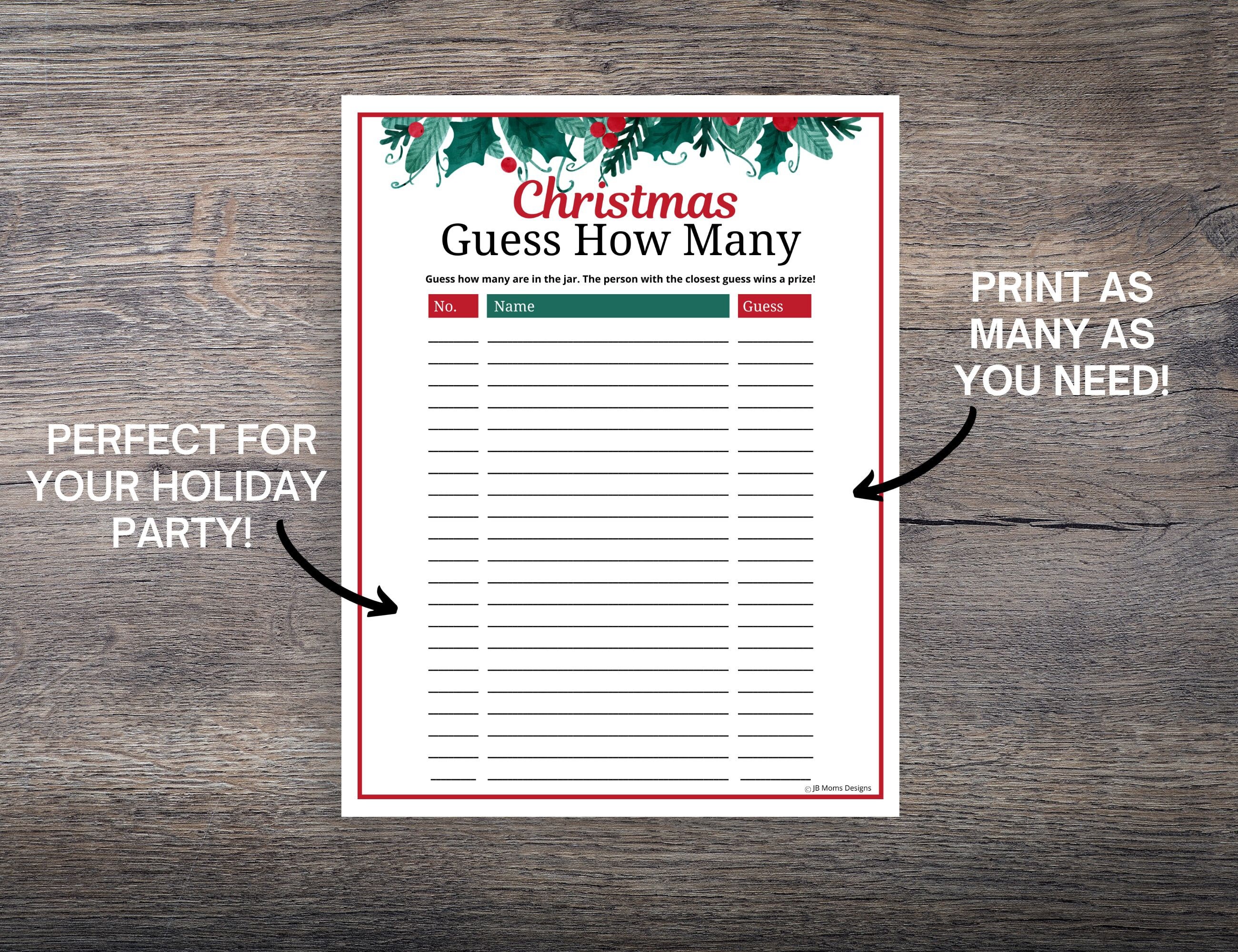 Christmas Guessing Game: How Many Candies Party Game (digital Download ...