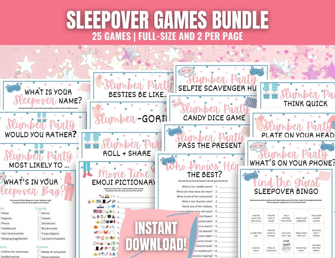 Sleepover Games MEGA Bundle: 25 Pajama Party Games for Tweens and Teens ...