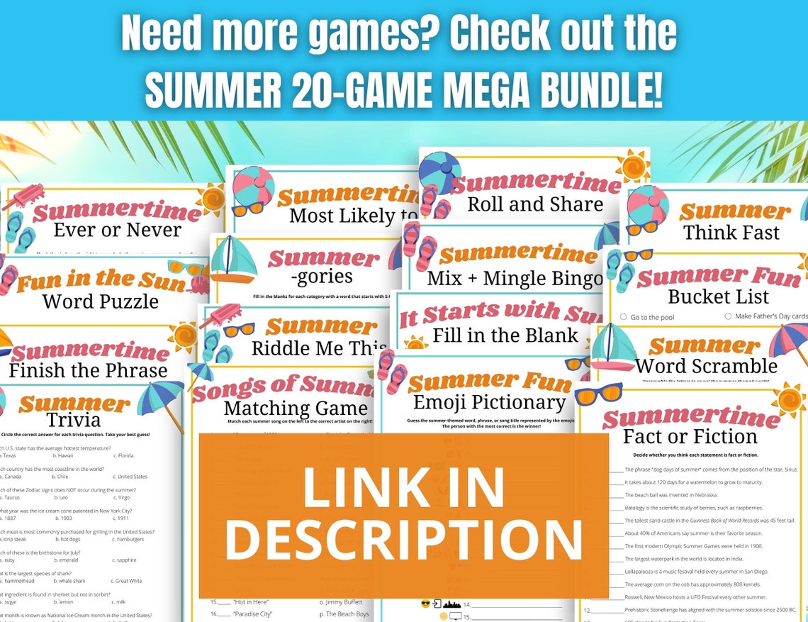 It Starts With Sun Summer Quiz Fun Summer Trivia Game for - Etsy