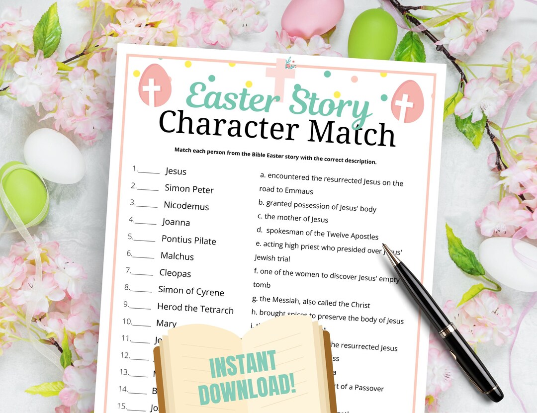 Bible Easter Story Character Match Game: Printable Trivia Quiz (digital ...