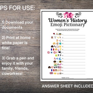 Women's History Emoji Pictionary Game (digital Download) - Etsy