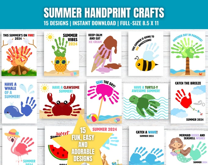 Kids Summer Handprint Art, Summer Activities for Kids, Summer-themed ...