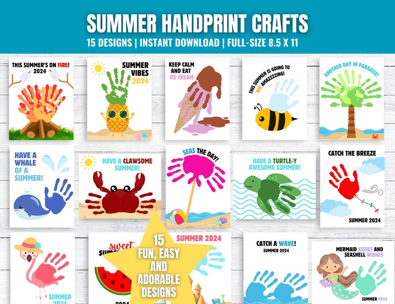 Summer Handprint Art Templates: Fun Toddler Activities (printable PDF ...