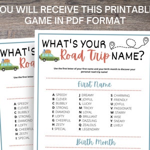 Road Trip Name Game: Fun Travel Activity (printable PDF) - Etsy