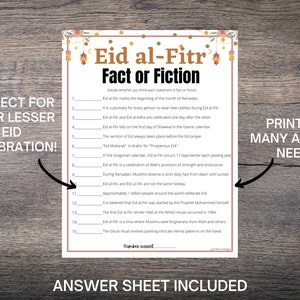 Eid Al-fitr Trivia 3-game BUNDLE, Fun Printable Games for Lesser Eid ...