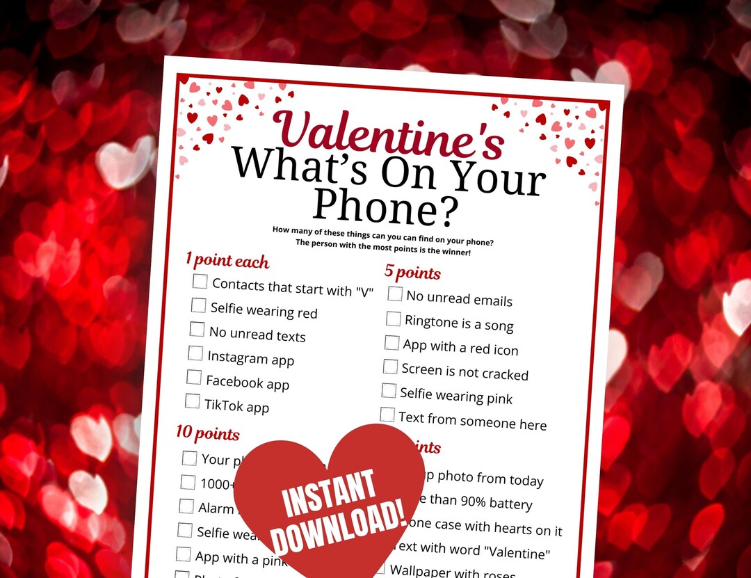 Valentine's 'what's on Your Phone' Game: Fun Party Idea (PDF) - Etsy
