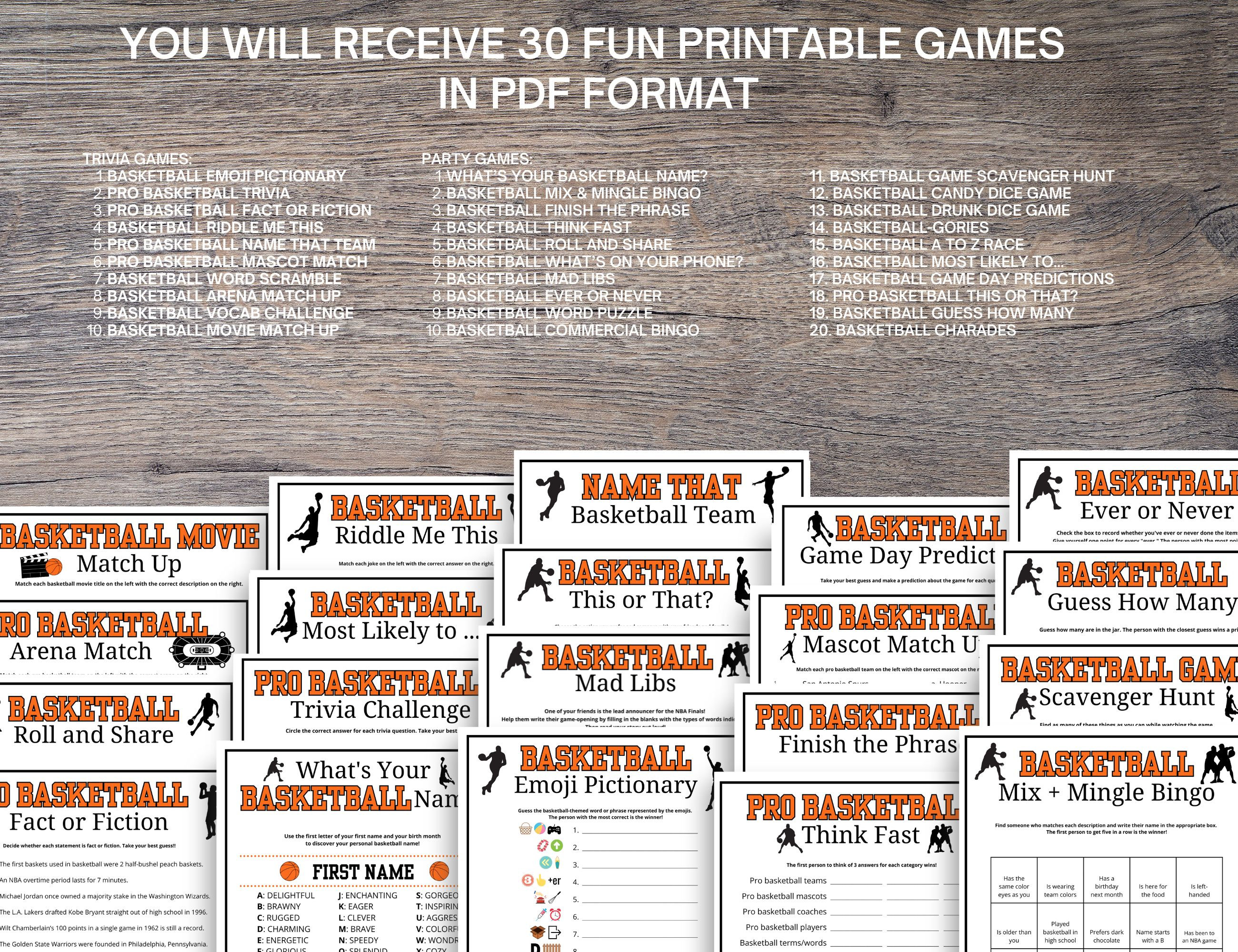 Basketball Party Games MEGA BUNDLE: 30 Pro Games (digital Download) - Etsy
