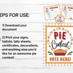 Pie Contest Kit: Printable Voting Ballots, Awards, Ribbons, Games and ...