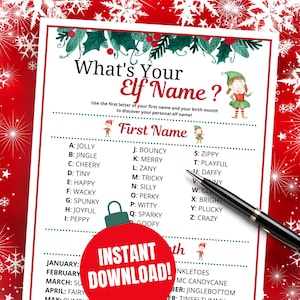 What's Your Elf Name Game: Christmas Party Icebreaker (digital Download ...