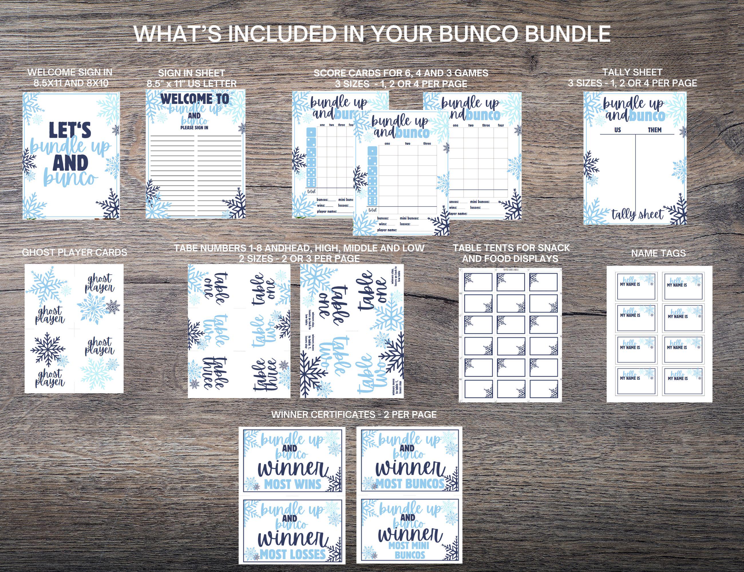 Winter Bunco MEGA Bundle: Printable Scorecards, Tally Sheets, Table ...