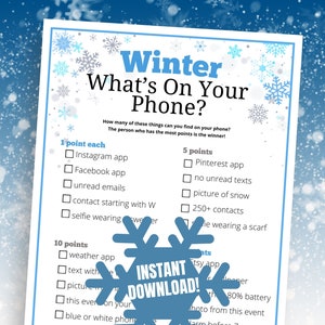 Winter What's on Your Phone Game: Digital Scavenger Hunt for Teens and ...