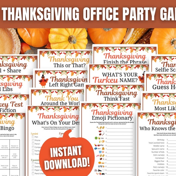 Thanksgiving Day Party Games - Etsy