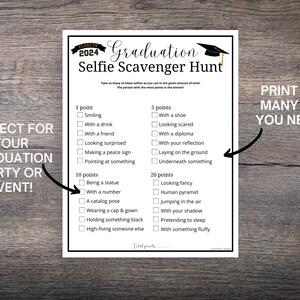Graduation Selfie Scavenger Hunt Game, 2024 Graduation Game for College ...