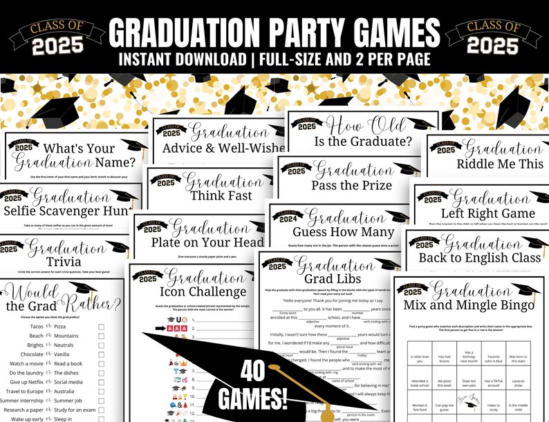 2025 Graduation Party Games MEGA Bundle: Grad Party Activities and ...